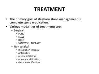 Staghorn calculus – etiology, diagnosis, management | PPTX