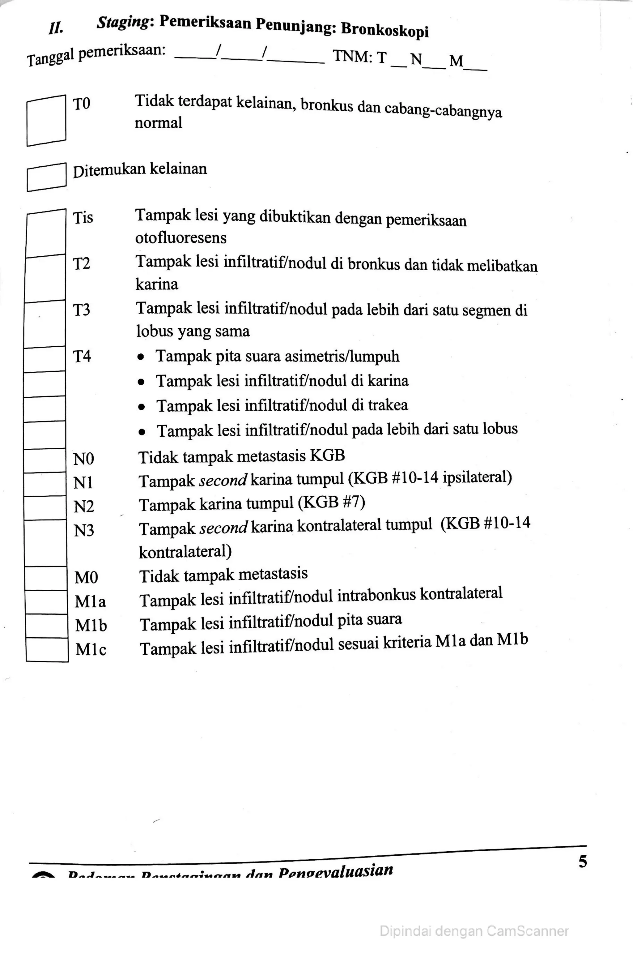 Staging Bronkoskopi TNM dari radiologi dan lainnya | PDF
