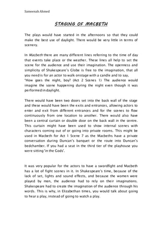 Staging of Macbeth | DOCX