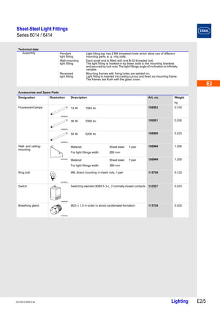 Stahl Lighting 6414 Light Fitting For Fluorescent Lamps - ATEX Zone 2 Hazardous Area Lighting | PDF