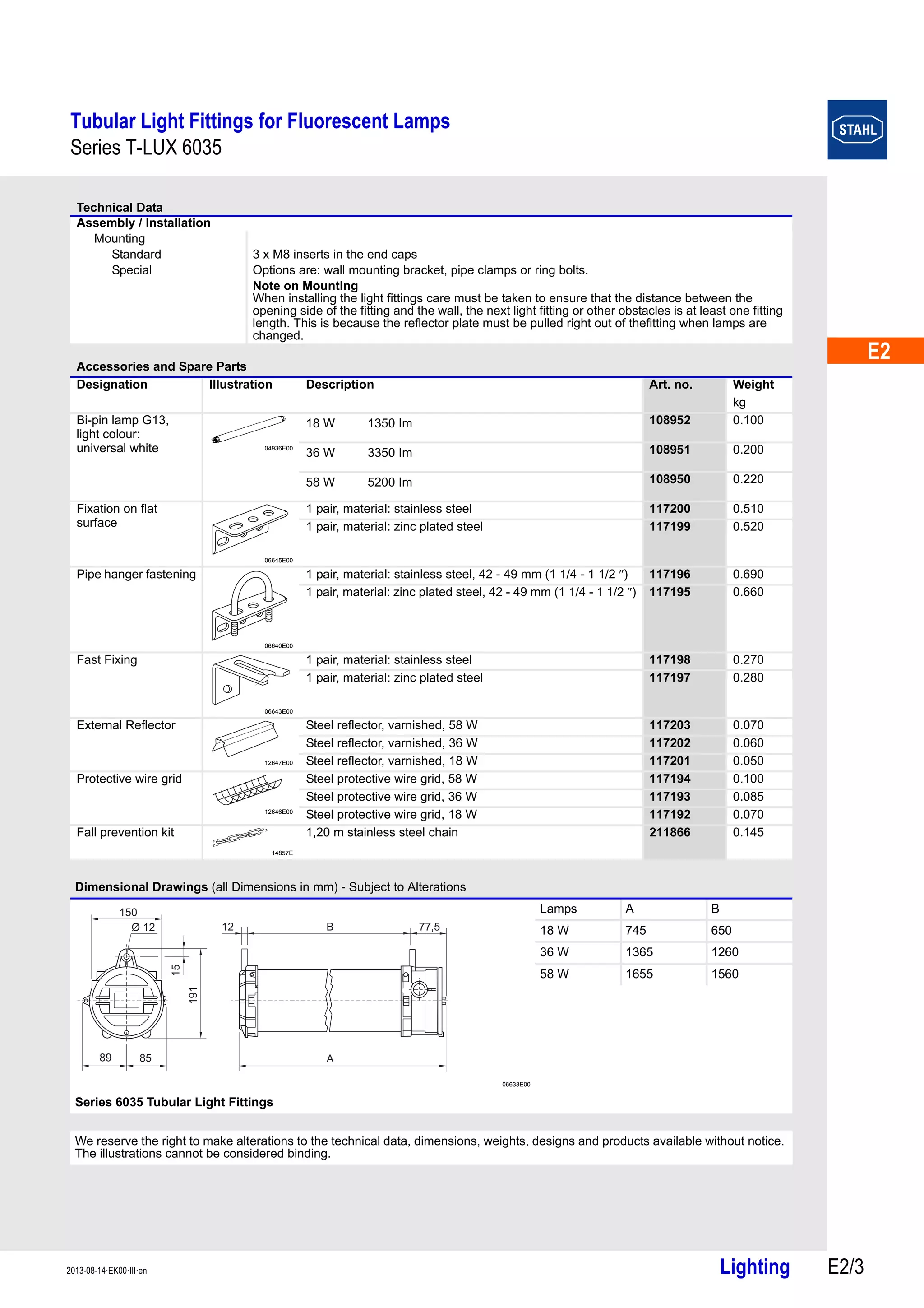 Stahl T-LUX 6035 Tubular Light Fittings - ATEX Zone 1 Zone 2 Hazardous ...