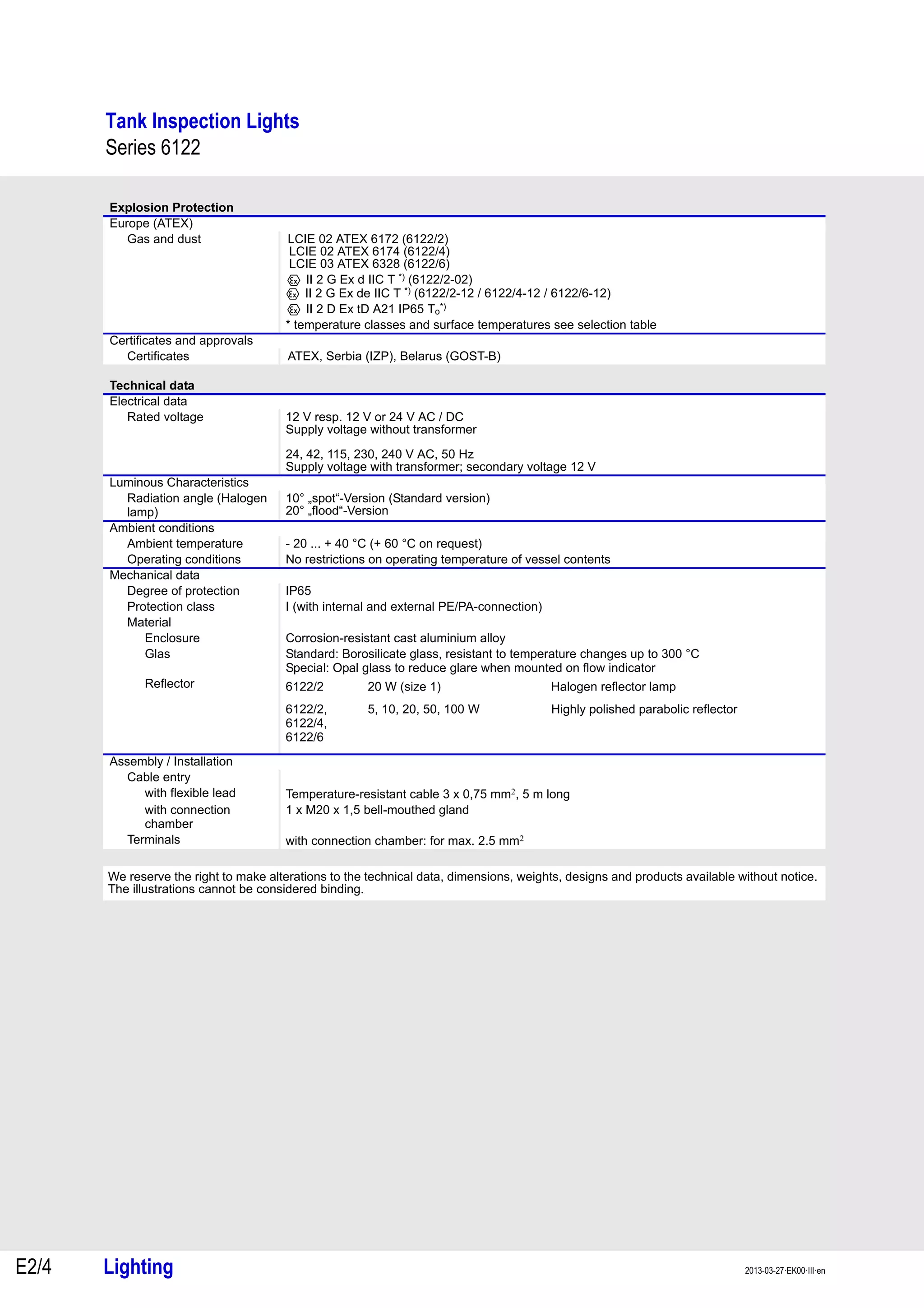 Stahl 6122 Tank Inspection Light - ATEX Zone 1 Zone 2 Hazardous Area ...