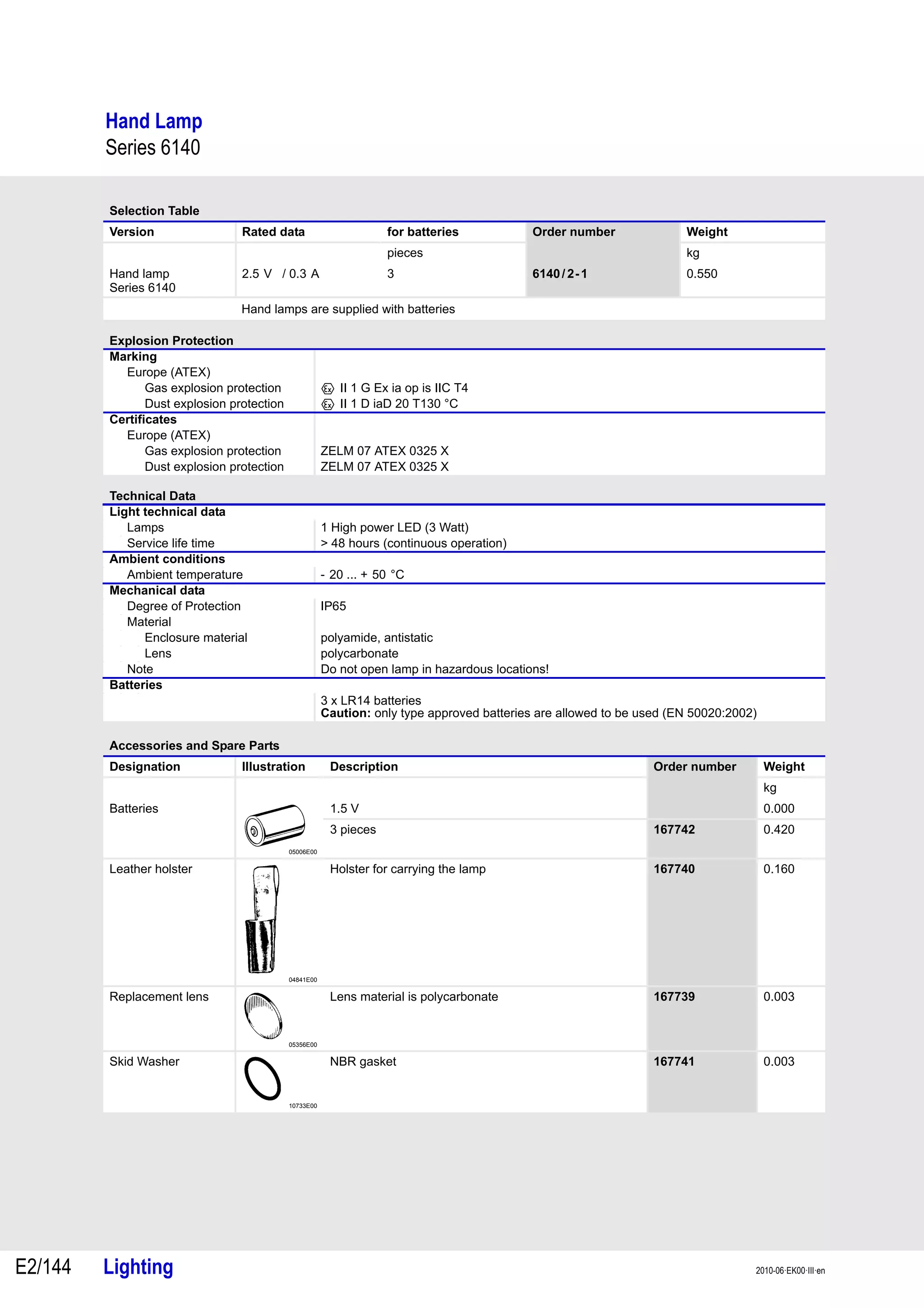 Stahl 6140 Hand Lamp With Batteries - ATEX Zone 1 Zone 2 Hazardous Area ...