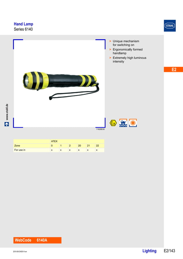 Stahl 6140 Hand Lamp With Batteries - ATEX Zone 1 Zone 2 Hazardous Area ...
