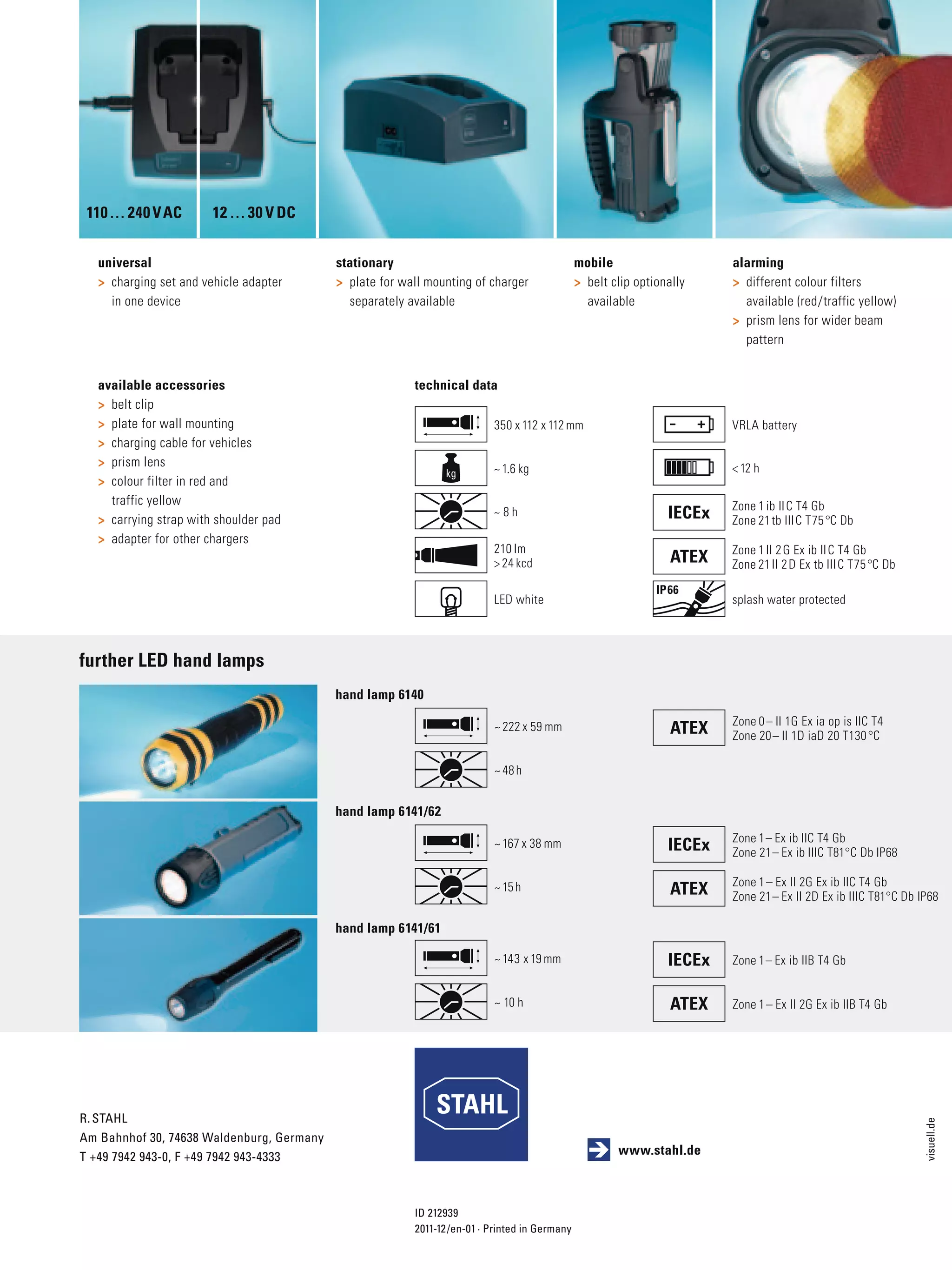 Stahl 6148 Portable Lamp ATEX Zone 1 Zone 2 Hazardous Area ...