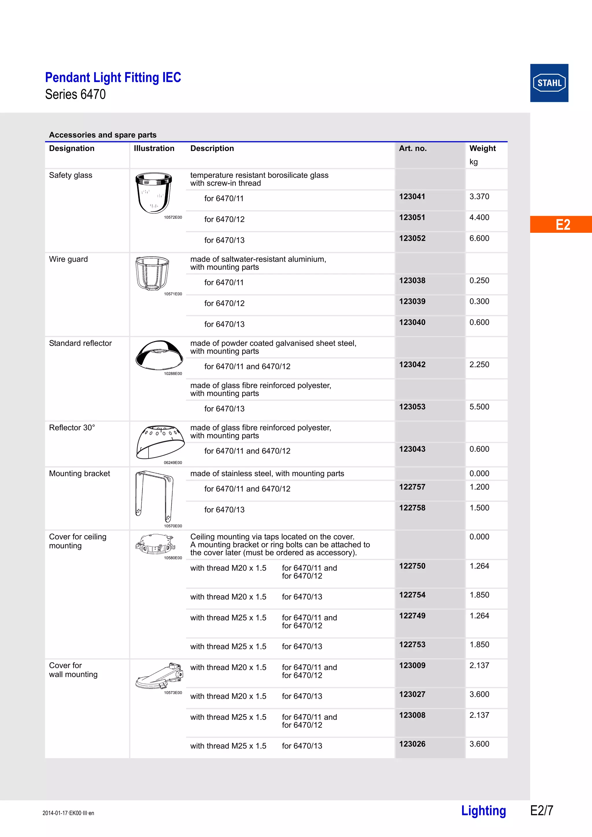Stahl 6470 Pendant Light Fitting - ATEX Zone 1 Zone 2 Hazardous Area ...