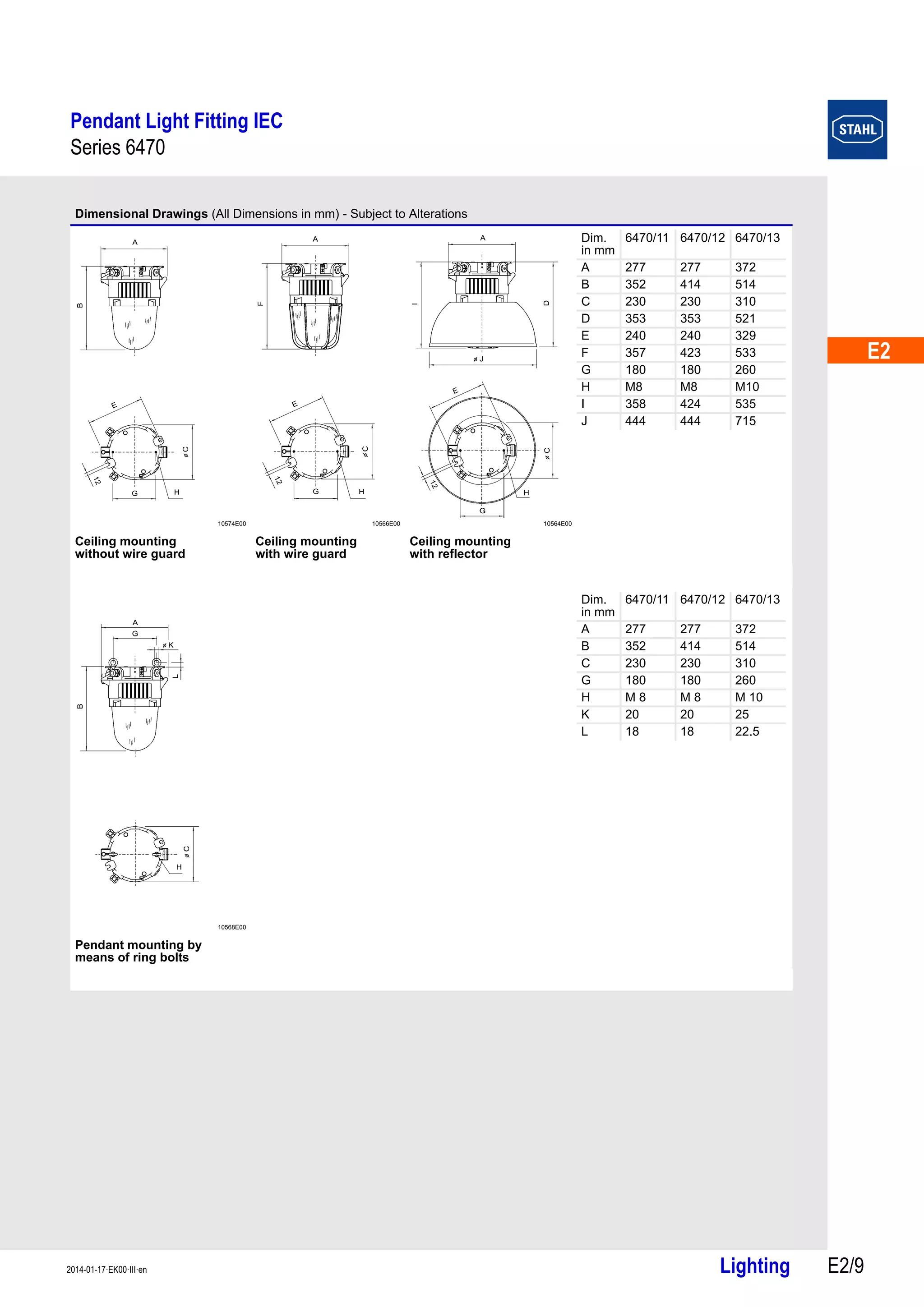 Stahl 6470 Pendant Light Fitting - ATEX Zone 1 Zone 2 Hazardous Area ...