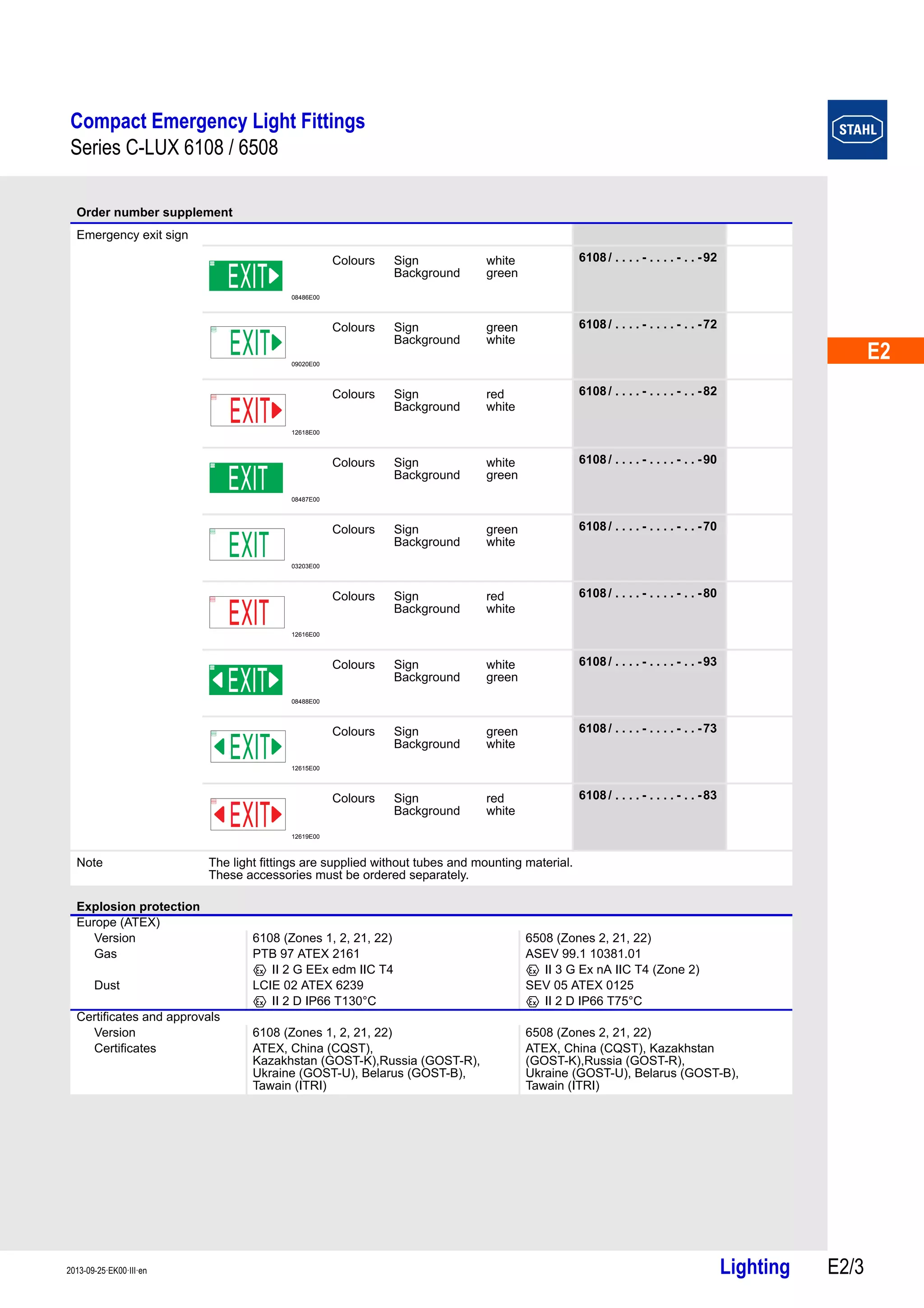 Stahl C-Lux 6508 Compact Emergency Light Fittings - ATEX Zone 1 Zone 2 ...