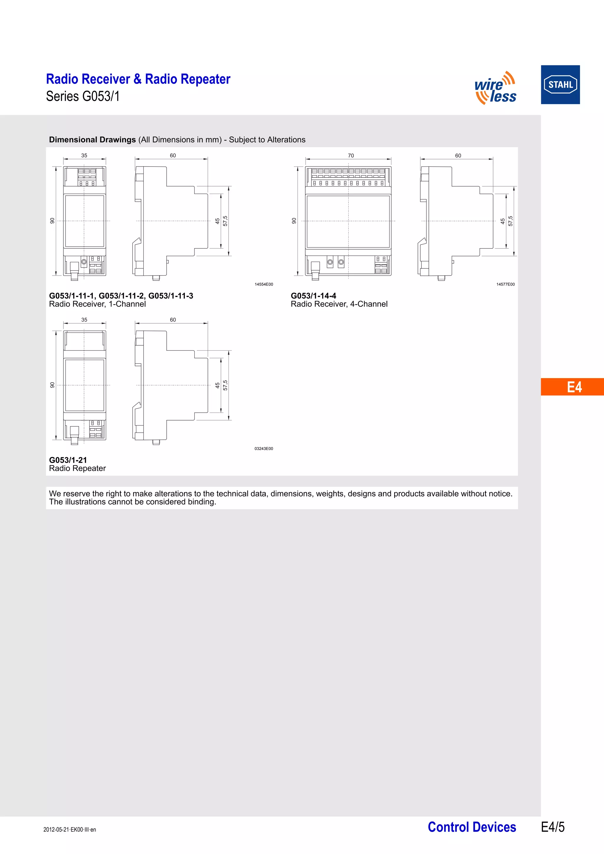 Stahl G053 Wireless Receiver Repeater EK00 III Data Sheet | PDF