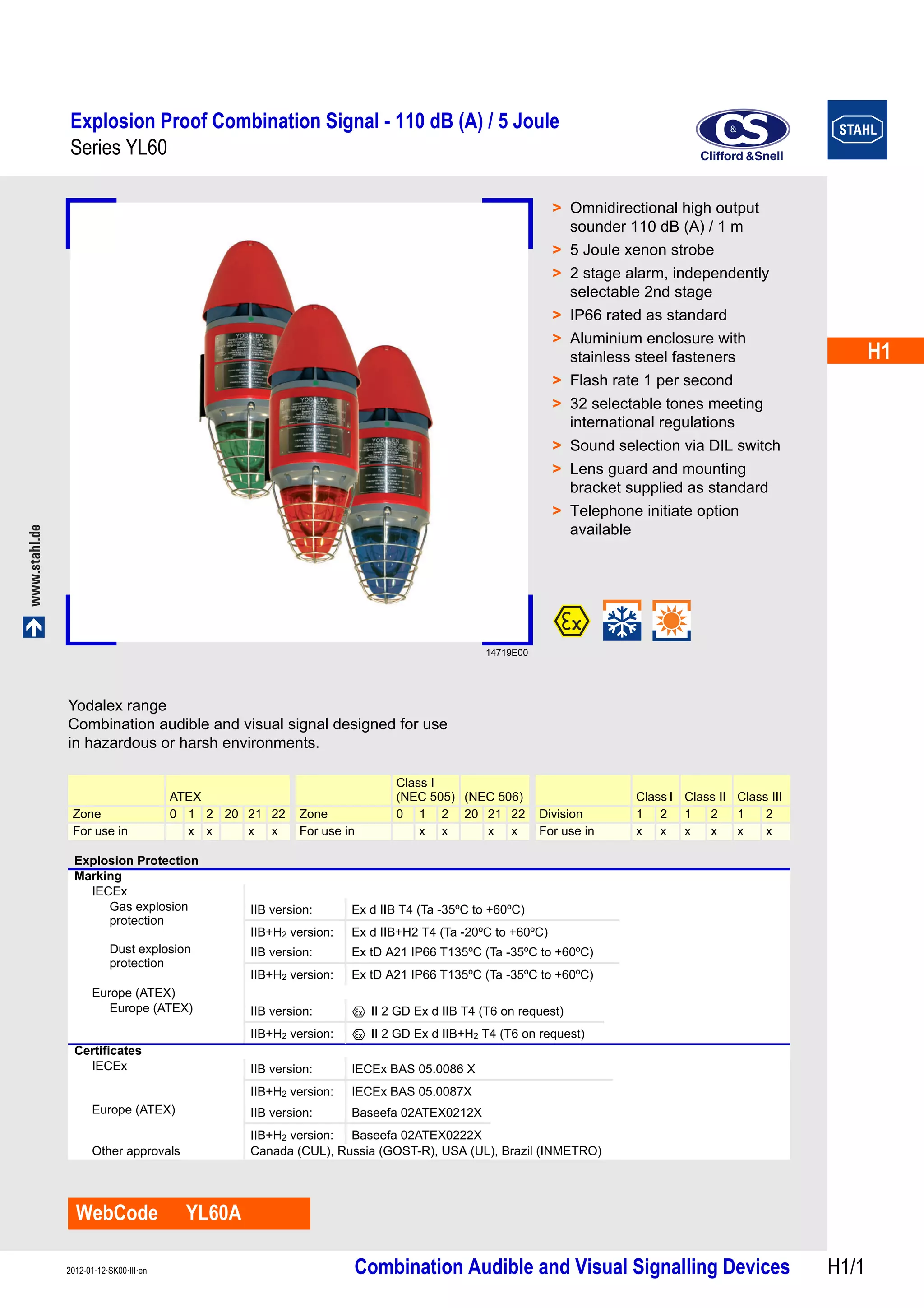 Stahl YL60 Sounder Signalling Device – ATEX Zone 1 Zone 2 Hazardous ...