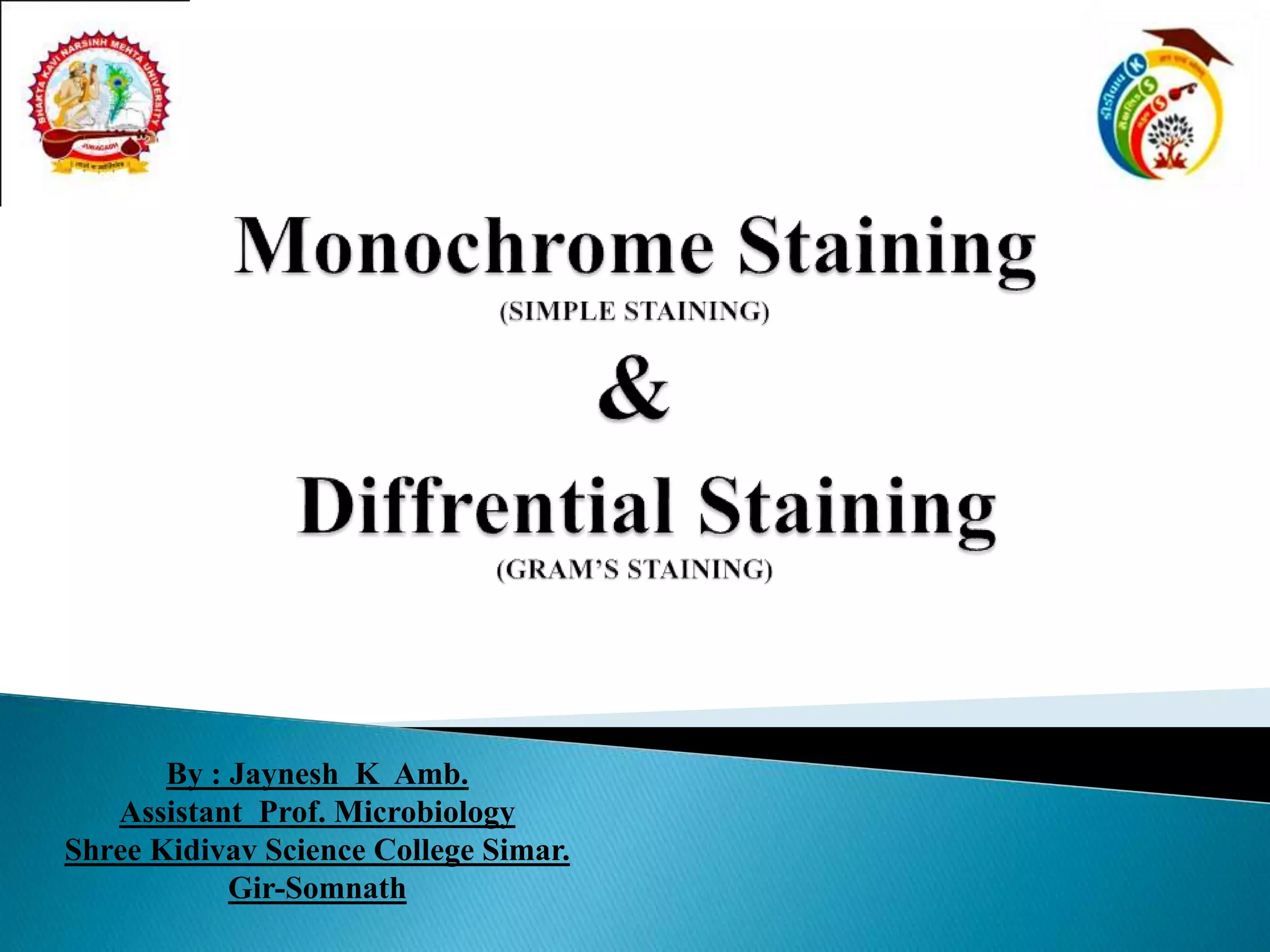 Simple and Gram's staining | PPTX