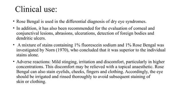 Dyes/Staining Agents used in Ophthalmology | PPTX