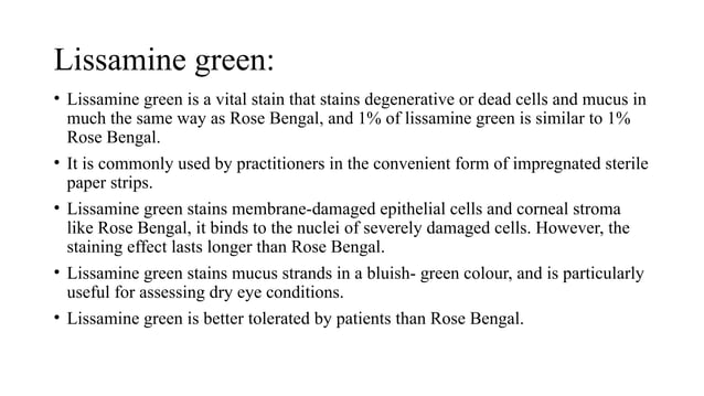 Dyes/Staining Agents used in Ophthalmology | PPTX
