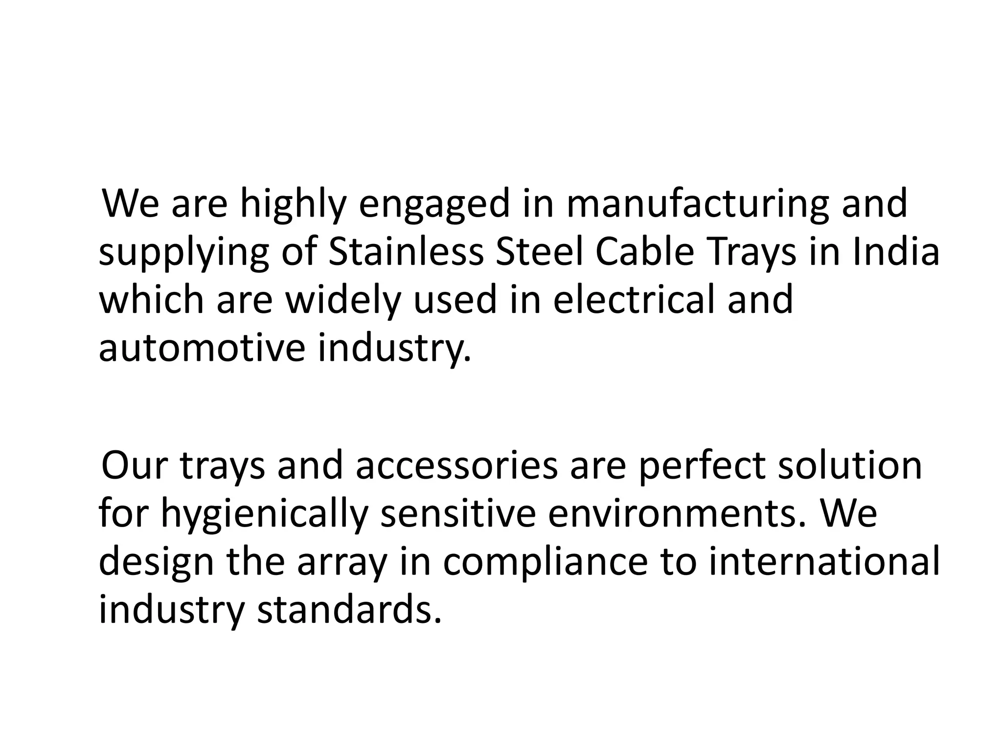 Stainless cable tray installation | PDF
