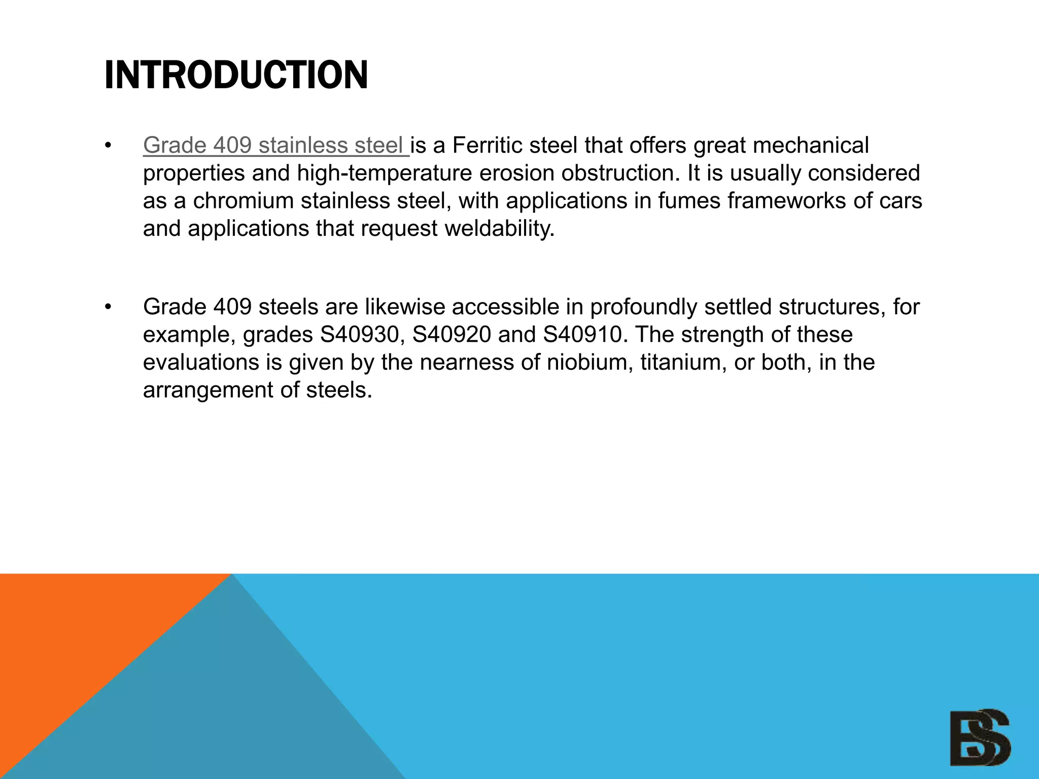 Stainless steel grade 409 (uns s40900 | PPTX