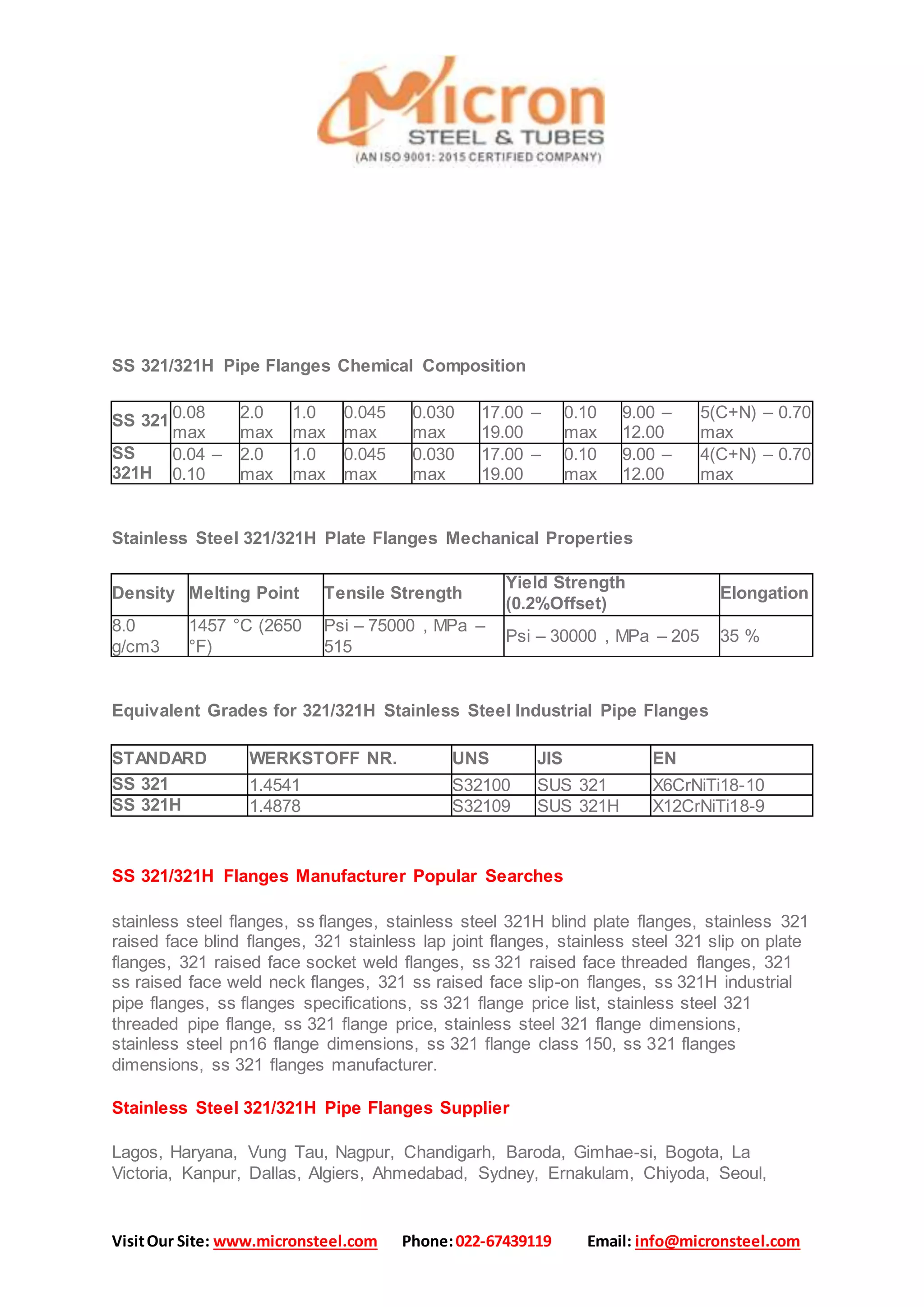 STAINLESS STEEL 321/321H FLANGES MANUFACTURERS AND SUPPLIERS IN INDIA ...