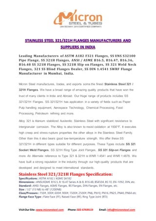 STAINLESS STEEL 321/321H FLANGES MANUFACTURERS AND SUPPLIERS IN INDIA ...