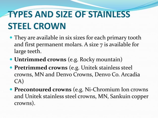 Stainless steel crowns | PPTX | Dental Health | Diseases and Conditions