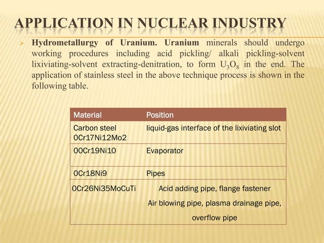 Stainless steel in nuclear | PPTX | Chemistry | Science
