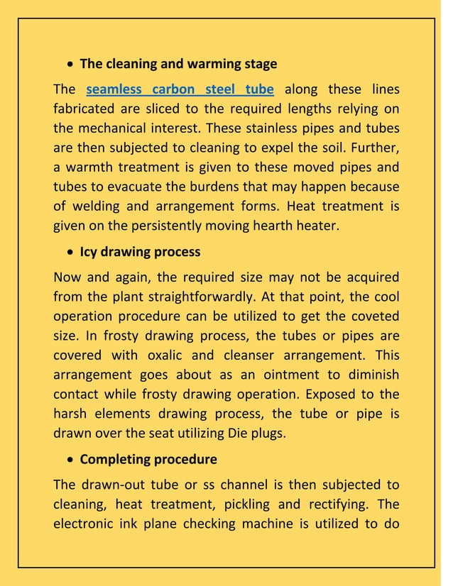 Stainless steel pipe and tube manufacturing process at a glance | PDF