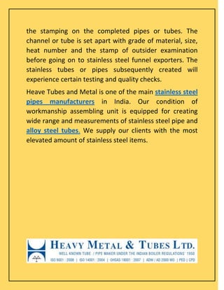 Stainless steel pipe and tube manufacturing process at a glance | PDF