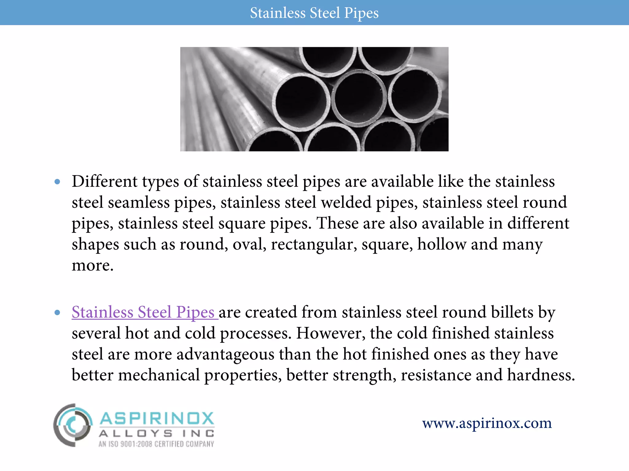 Stainless steel pipes grades | PDF