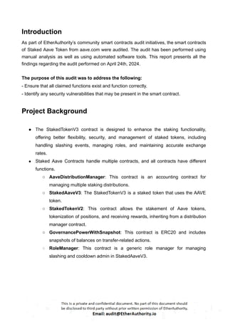 Staked Aave Token – Smart Contract Security Audit Report by ...