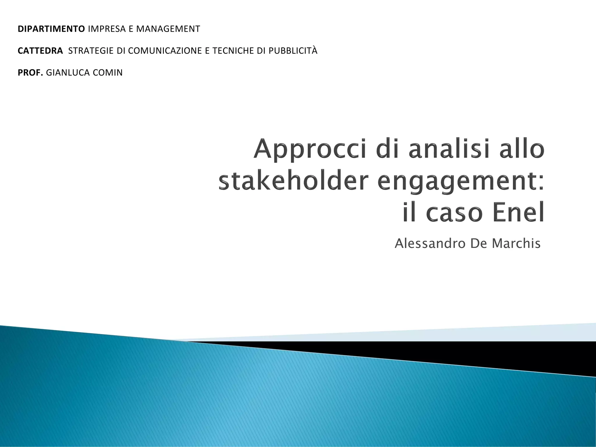 Stakeholder engagement il caso enel | PDF