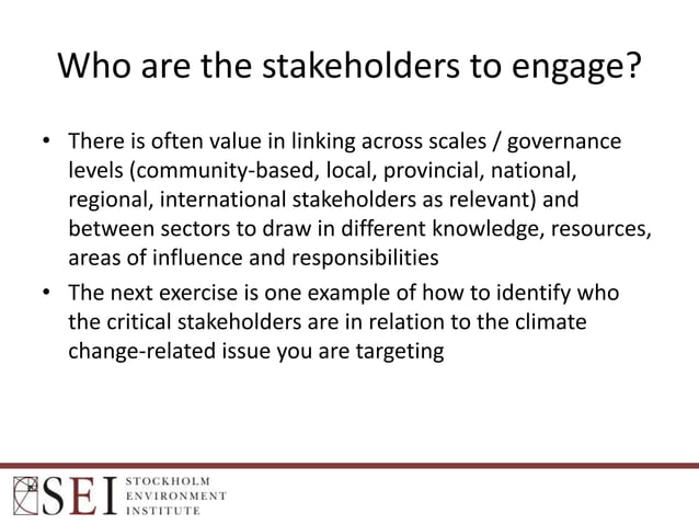 Training module on stakeholder engagement | PPTX | Environment | Science