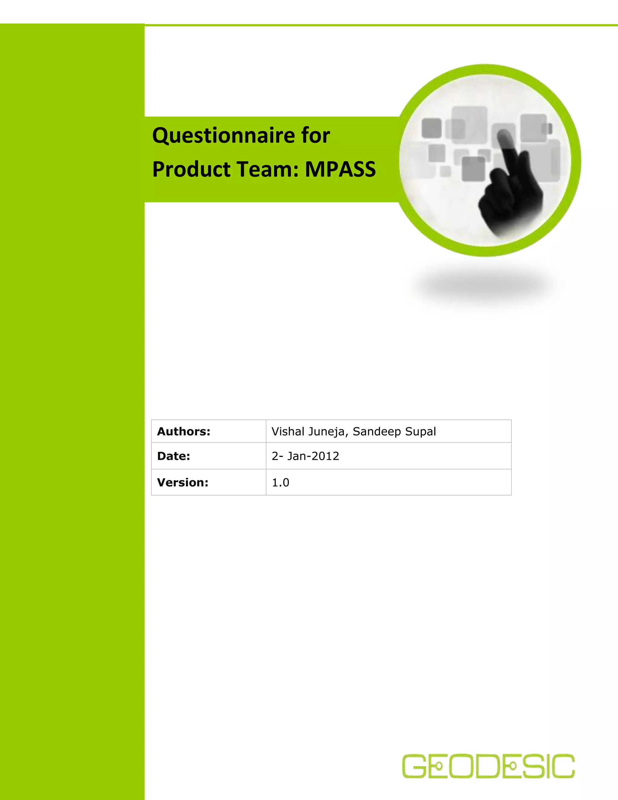Stakeholder Questionnaire | PDF