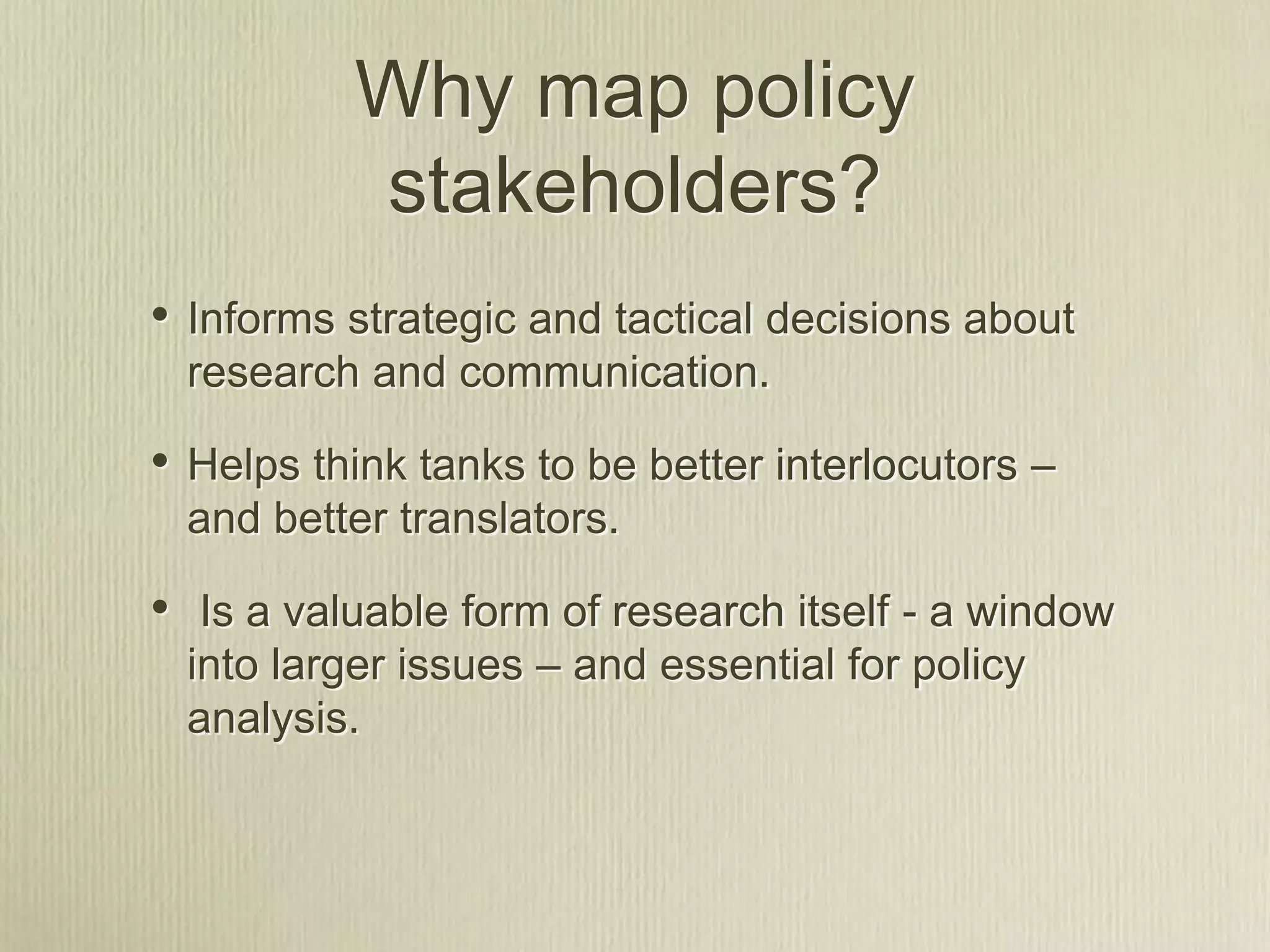 TTI PEC Nairobi Workshop - Stakeholder and Policy Mapping | PPT