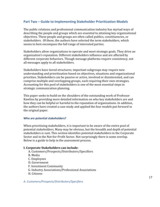 Identifying and Prioritizing Stakeholders for Public Relations | PDF