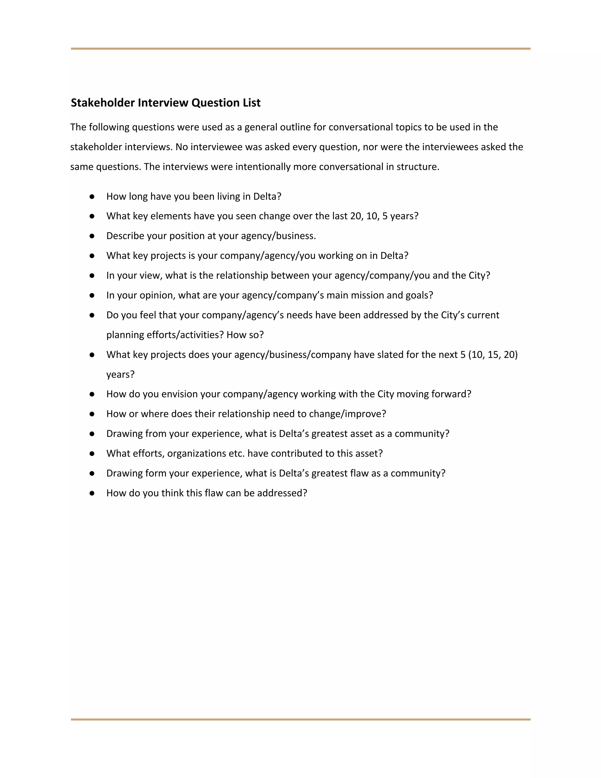 Stakeholder Interview Summary Report | PDF