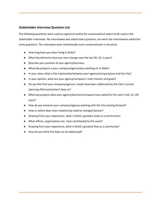 Stakeholder Interview Summary Report | PDF