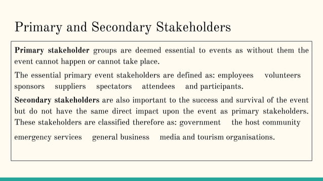 Stakeholder management for events | PPTX