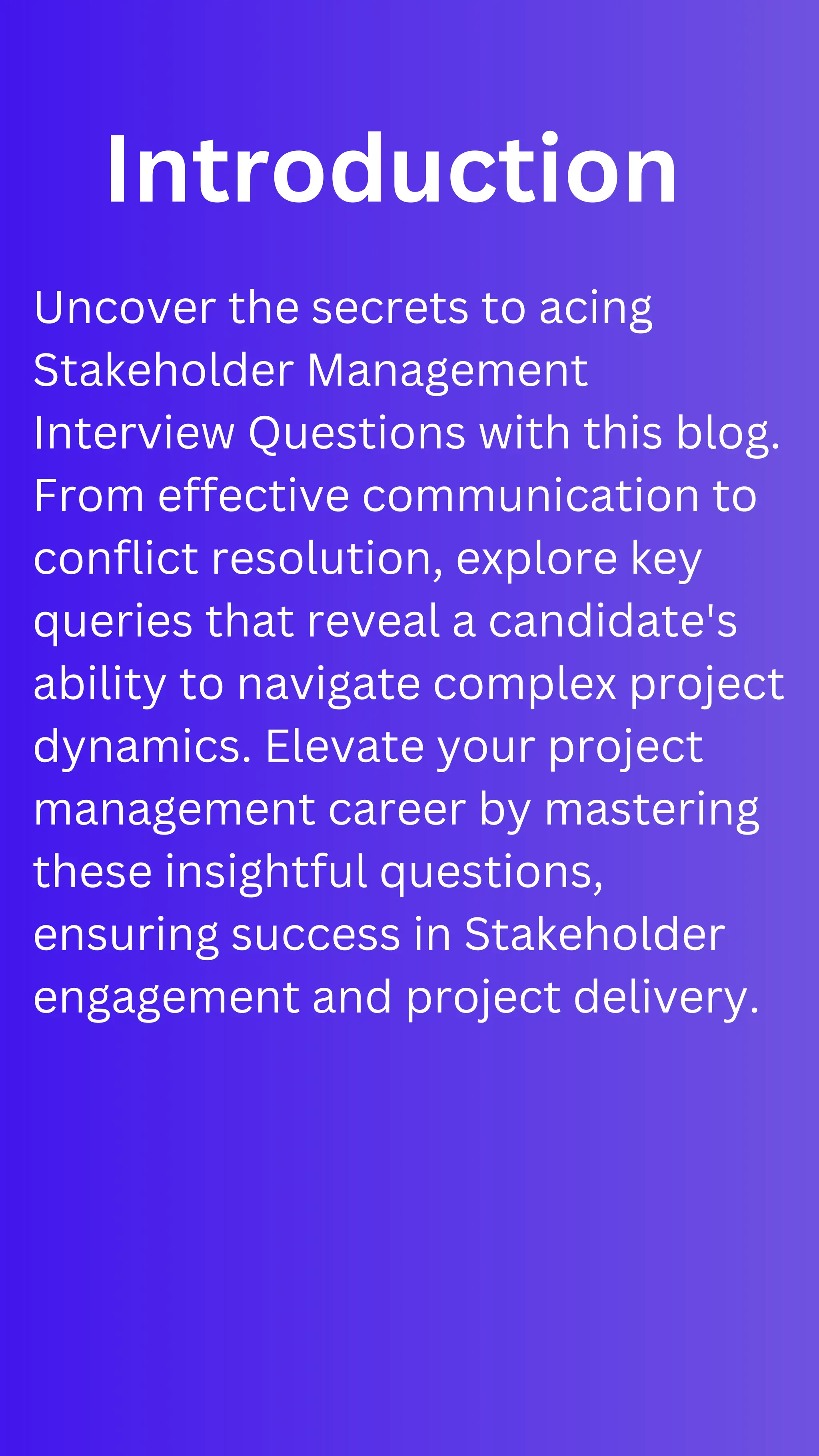 Stakeholder Management Interview preparation | PDF