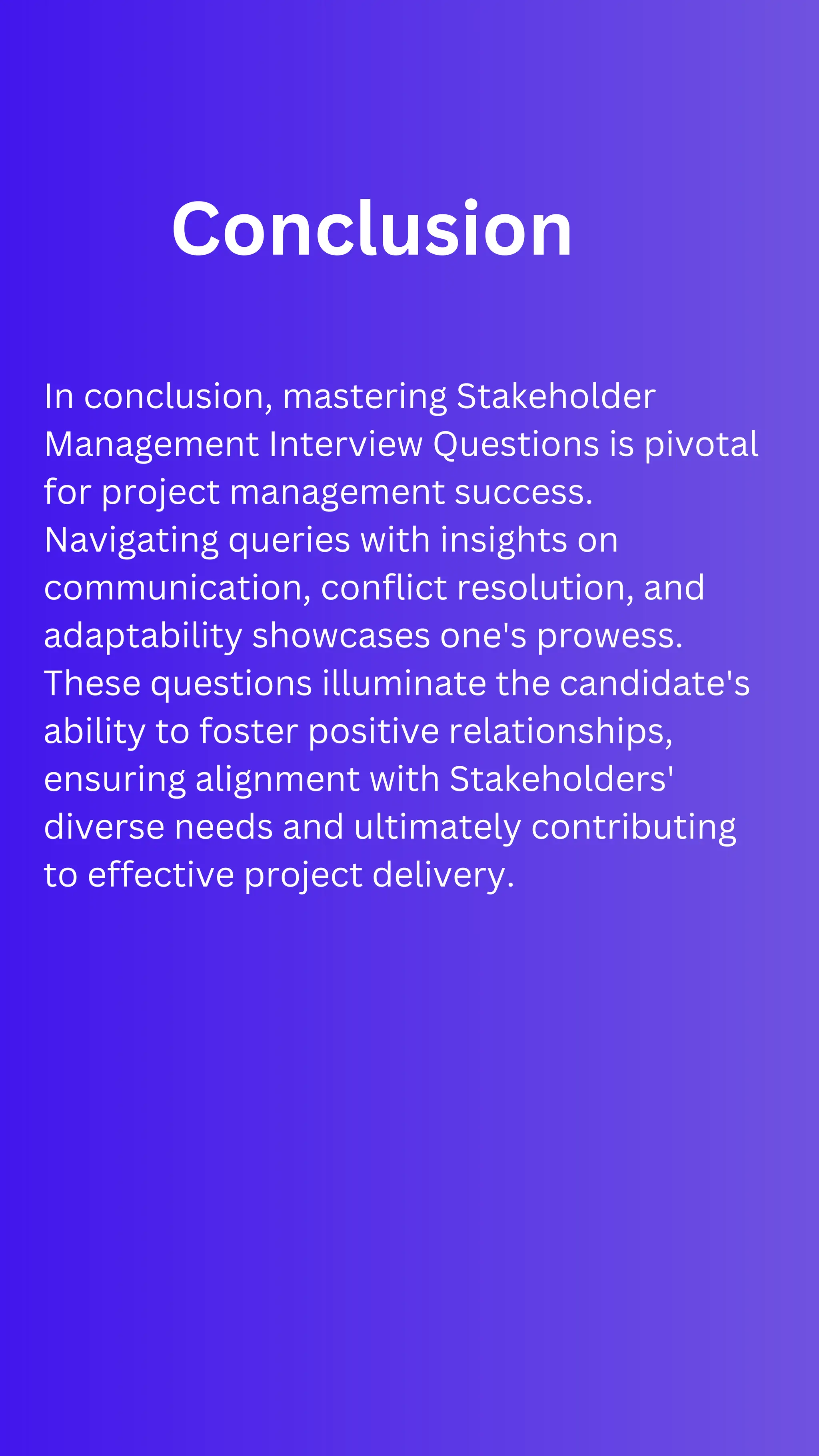 Stakeholder Management Interview preparation | PDF