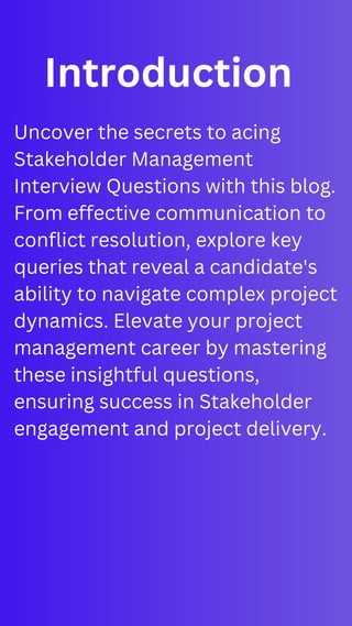 Stakeholder Management Interview preparation | PDF