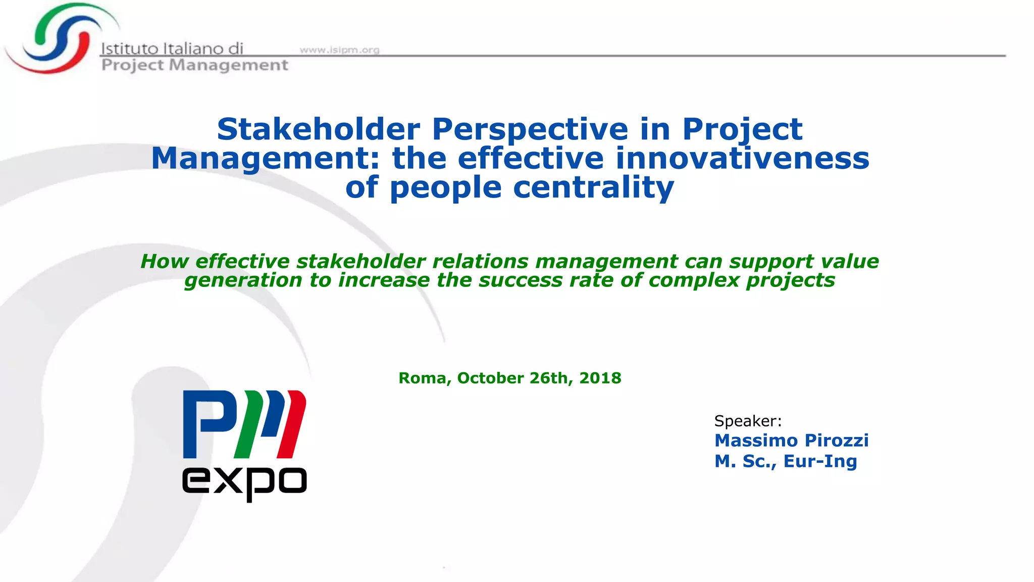 Stakeholder perspective in project management - Massimo Pirozzi | PDF
