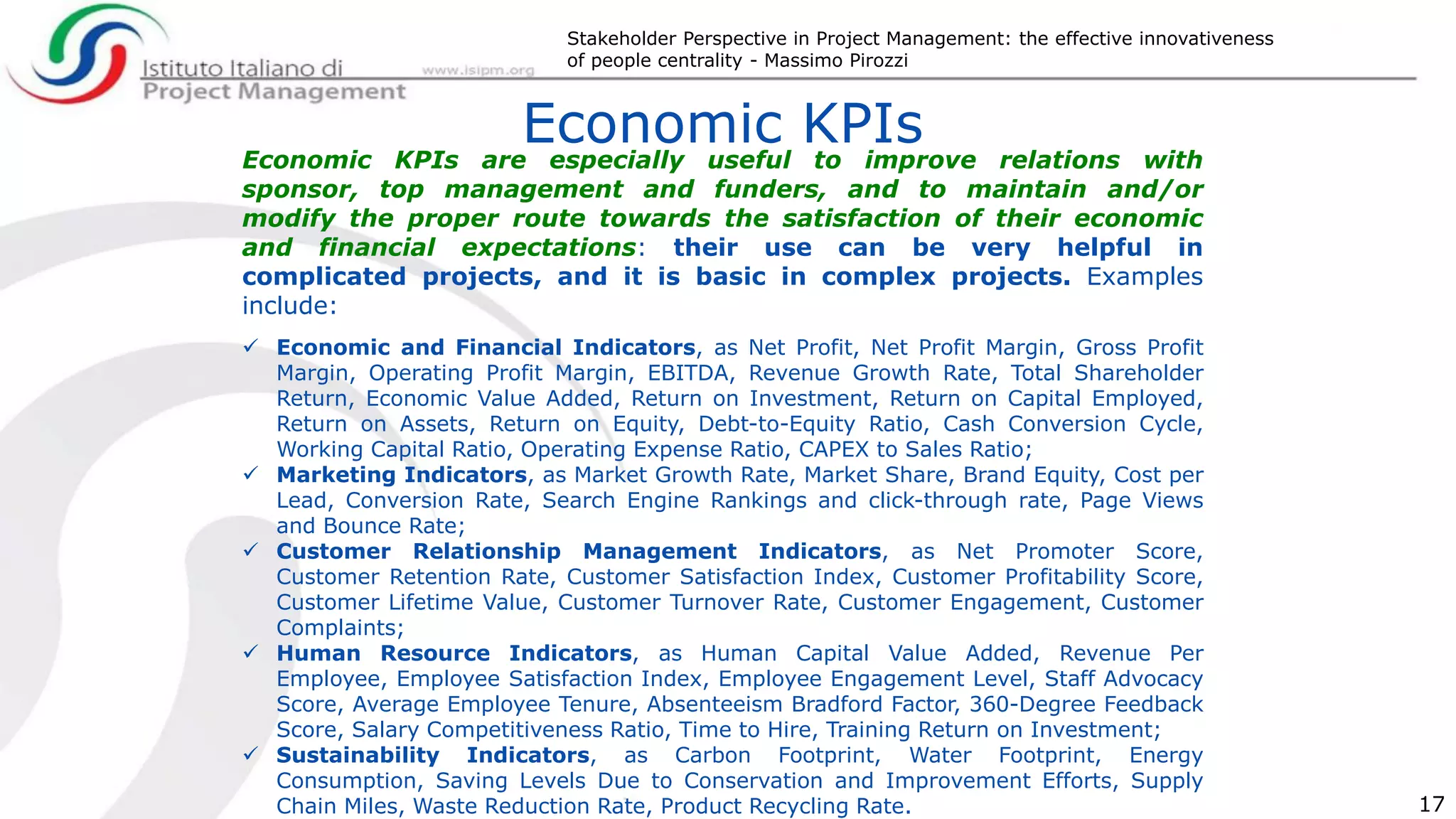 Stakeholder perspective in project management - Massimo Pirozzi | PDF