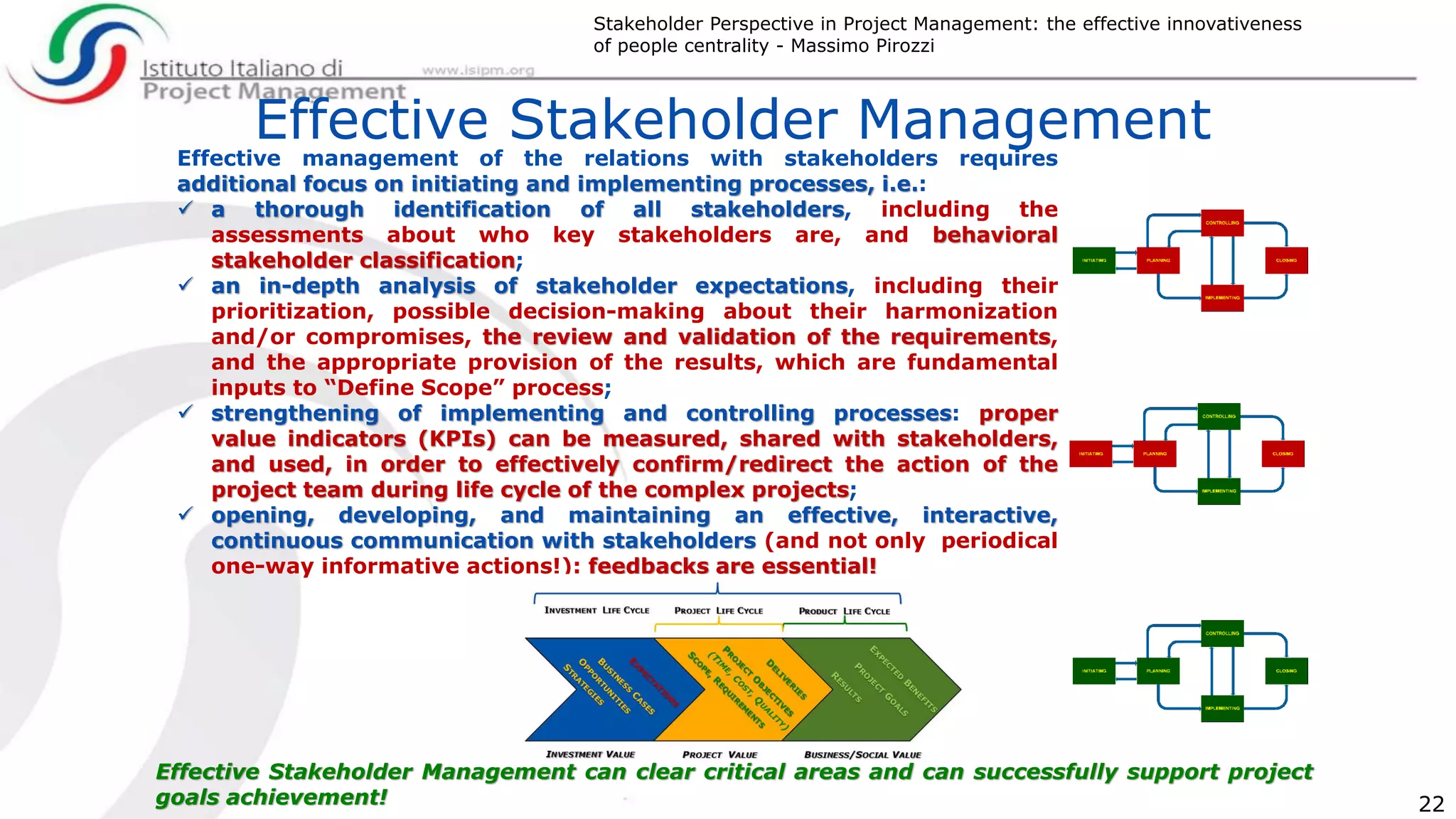 Stakeholder perspective in project management - Massimo Pirozzi | PDF