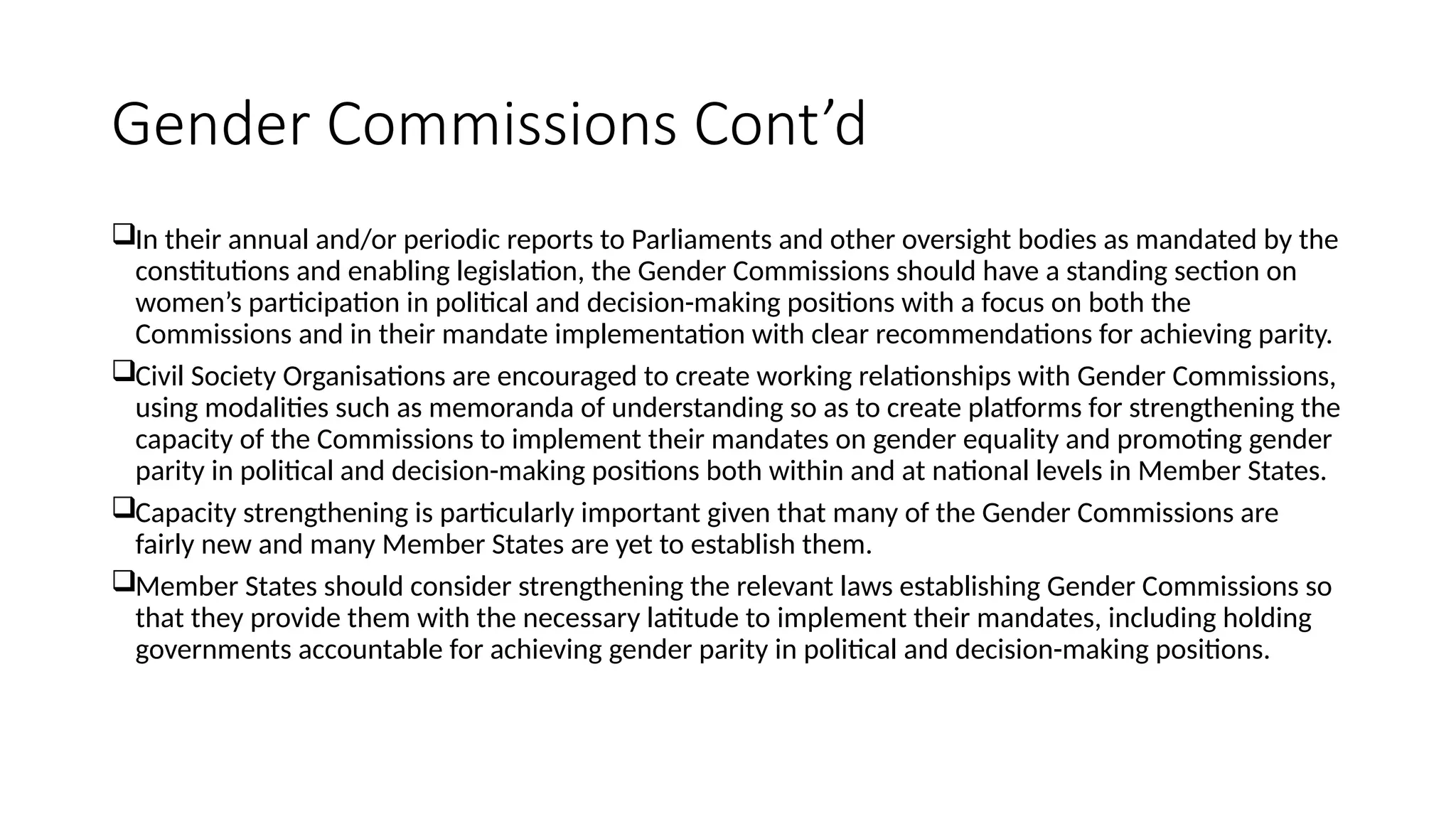 Stakeholder Presentation - SADC Framework for Achieving Gender Parity ...