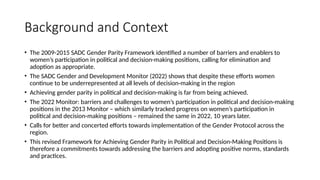 Stakeholder Presentation - SADC Framework for Achieving Gender Parity ...