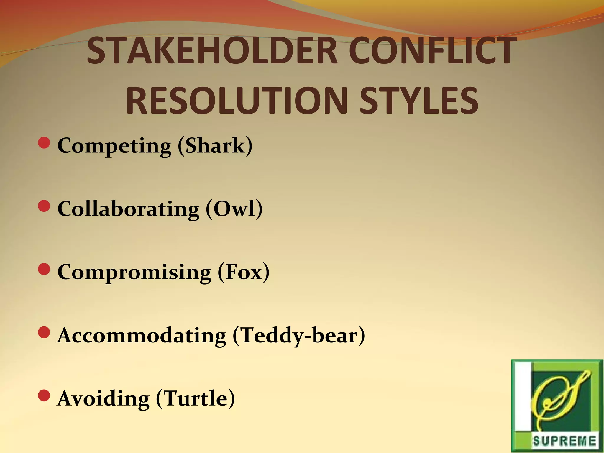 Stakeholder Relations Management and Conflict Resolution | PPT