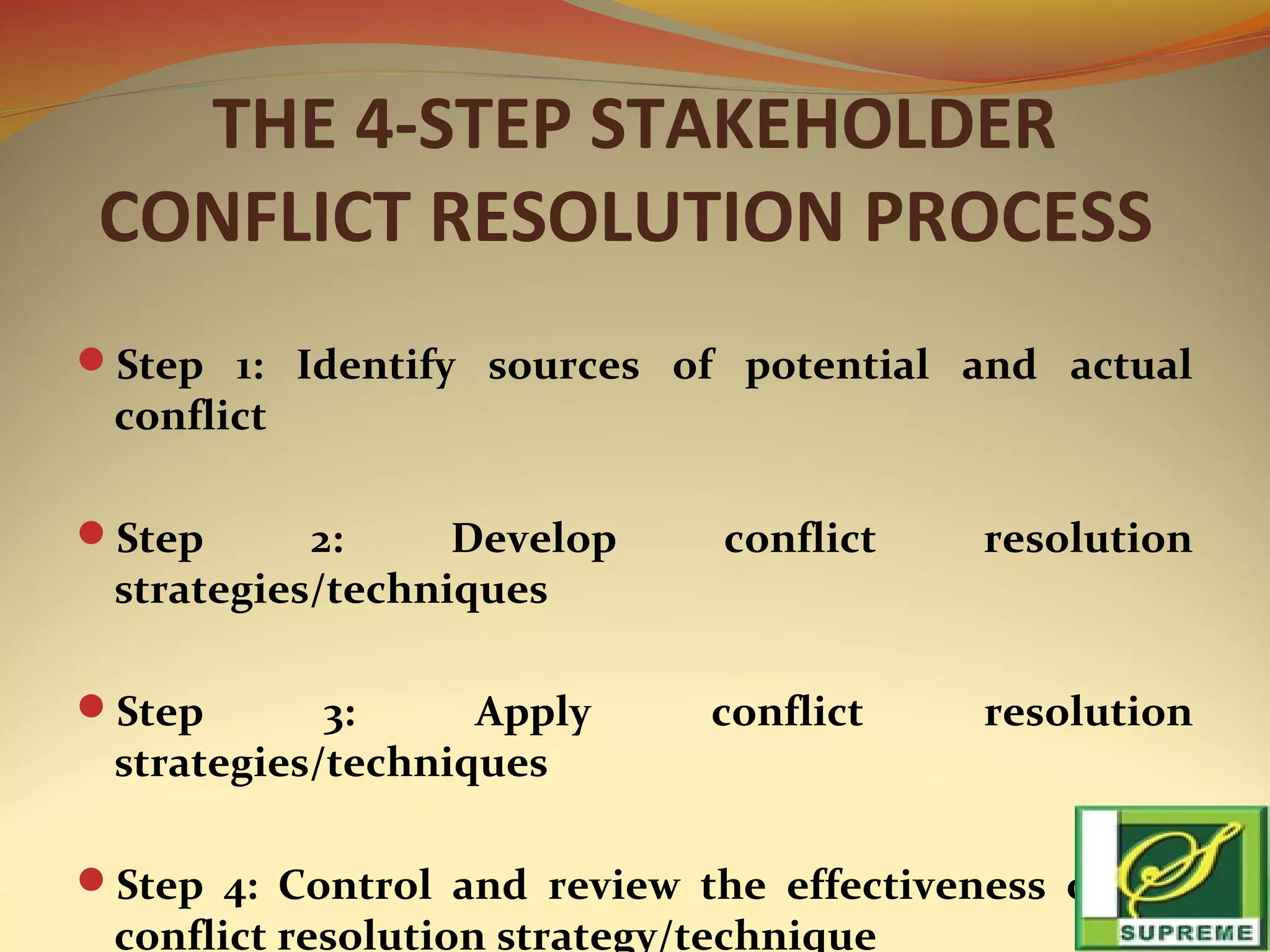 Stakeholder Relations Management and Conflict Resolution | PPT