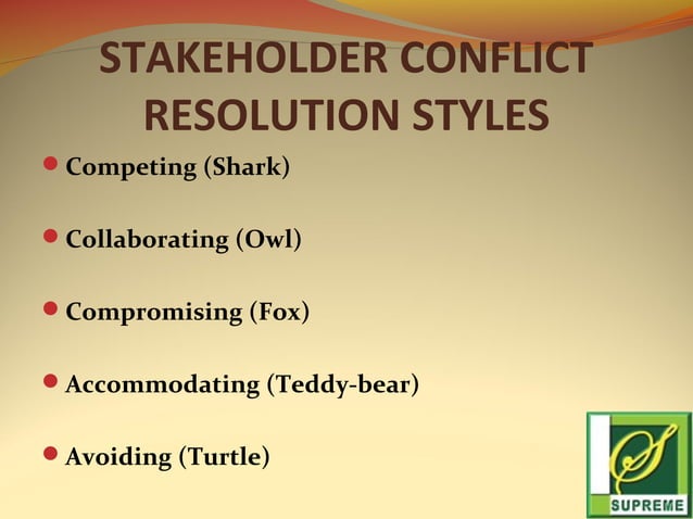 Stakeholder Relations Management and Conflict Resolution | PPT ...