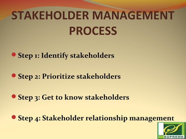 Stakeholder Relations Management and Conflict Resolution | PPT | Business | Business and Finance