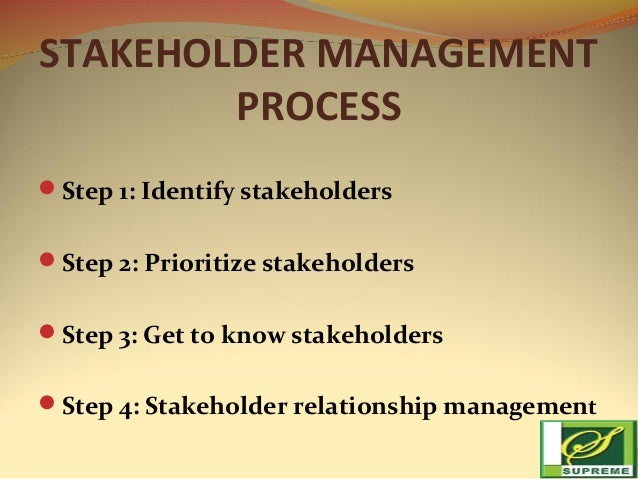 Stakeholder Relations Management and Conflict Resolution