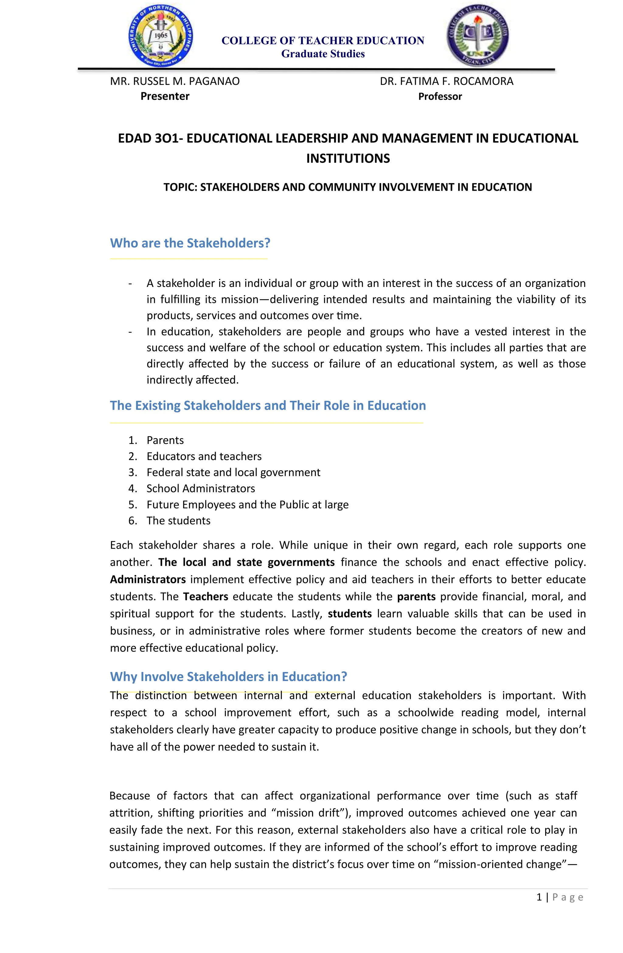 Stakeholders and Community Involvement in Education (2).docx