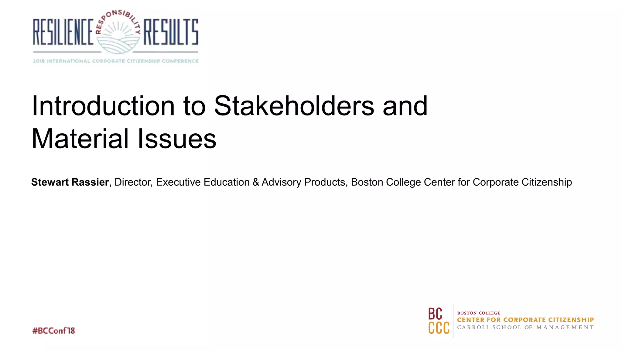 Introduction to stakeholders and material issues | PPT